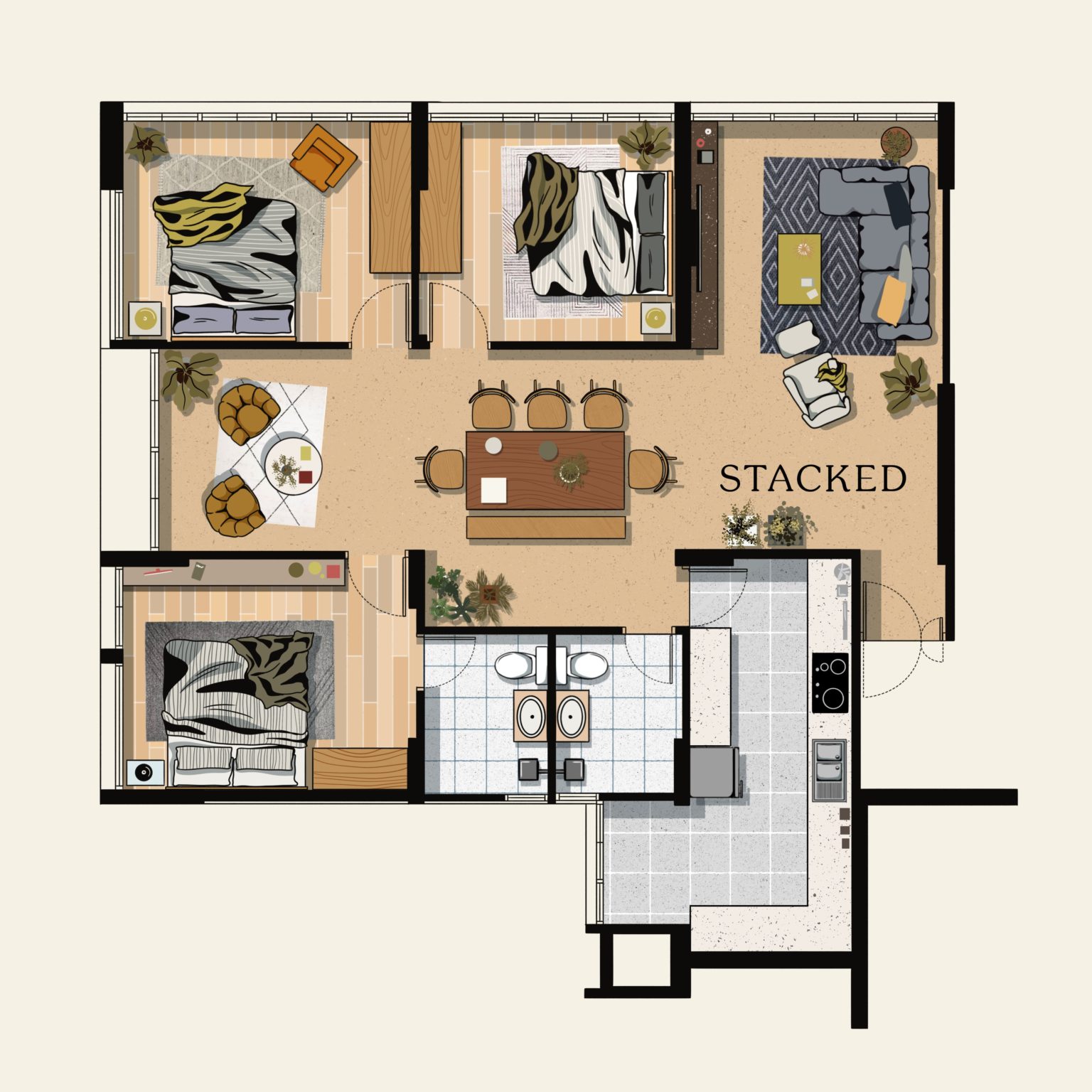 7 Unique Layout Ideas For A 5-Room Point Block HDB